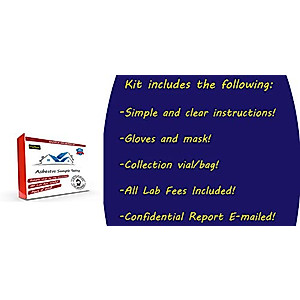 Asbestos Test Kit 1 PK- Includes All Lab Fees - Test Popcorn Ceiling, Tile, Insulation, Adhesive, Mastic, Drywall and Other Materials for Asbestos (72Hr Turnaround)