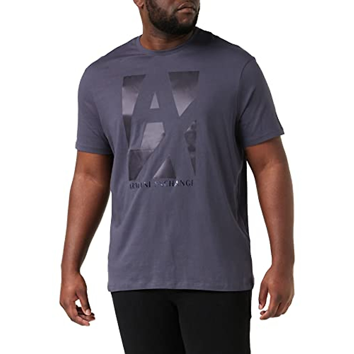 A|X ARMANI EXCHANGE Men's Silky Large Logo T-Shirt, Ebony, L
