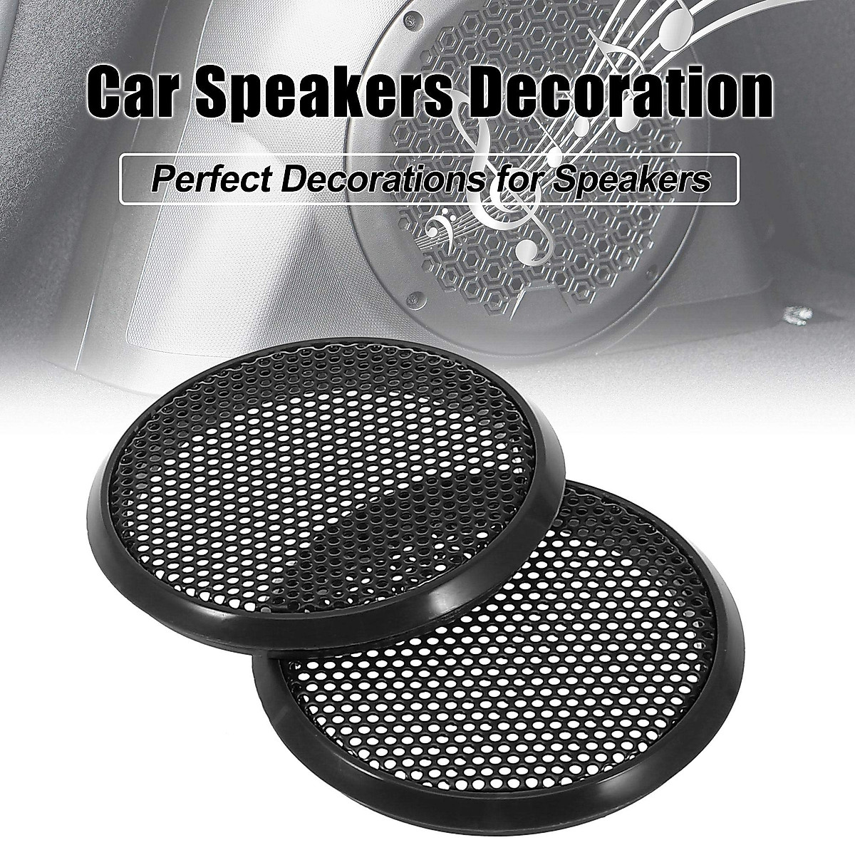 X AUTOHAUX 2pcs 1.5" Black Audio Speaker Cover Mesh Subwoofer Grill Horn Guard Protector