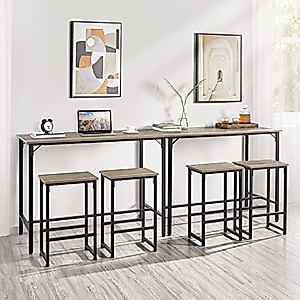 Yaheetech 3 Piece Bar Table Set, 47.5” Industrial Dining Table Set, Counter Height Table with Bar Stools Set of 2, Kitchen Breakfast Table and Chairs for Dining Room, Living Room, Apartment
