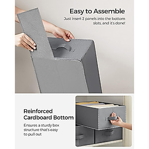 SONGMICS Set of 2 Large Size Wardrobe Clothes Organizers, 6-Compartment Foldable Drawer Organizers with Handles, 16.5 x 11.8 x 6.7 Inches, for Pants, Sweaters, Jeans, Dove Gray URUS009G02