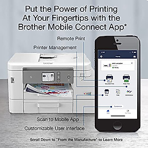Brother MFC Series INKvestment Tank All-in-One Color Inkjet Printer with NFC, Print Scan Copy Fax, Auto 2-Sided Printing, 4800 x 1200 dpi, Built-in Wireless, White, Bundle with Cefesfy Printer Cable