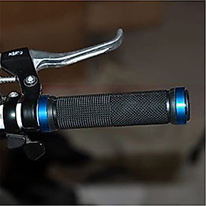 Roskio Aluminum Classic Loud Crisp Clear Sound Bicycle Bike Bell with Plugs Ends Nonslip Handle Bar 2 Pcs for Adults Kids Cycling Blue