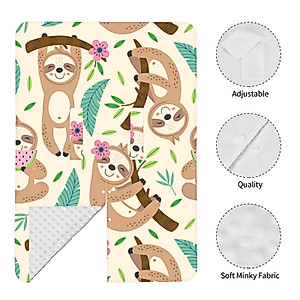 Rutiea Seamless Pattern with Cute Sloth Car Seat Cover for Babies, Peekaboo Opening Minky Carseat Canopy Stroller Cover for Newborn, Mom Nursing Breastfeeding Covers, Blanket for Infant Toddler