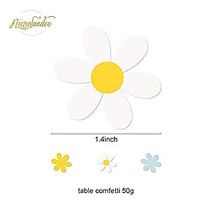 NICROLANDEE 12Pcs Yellow Blue Daisy Paper Lanterns Tissue Pom Poms Table Confetti 50G for Daisy Party, Boho First Birthday, Garden Party, Wedding, Baby Shower, Bridal Shower, Easter Decor