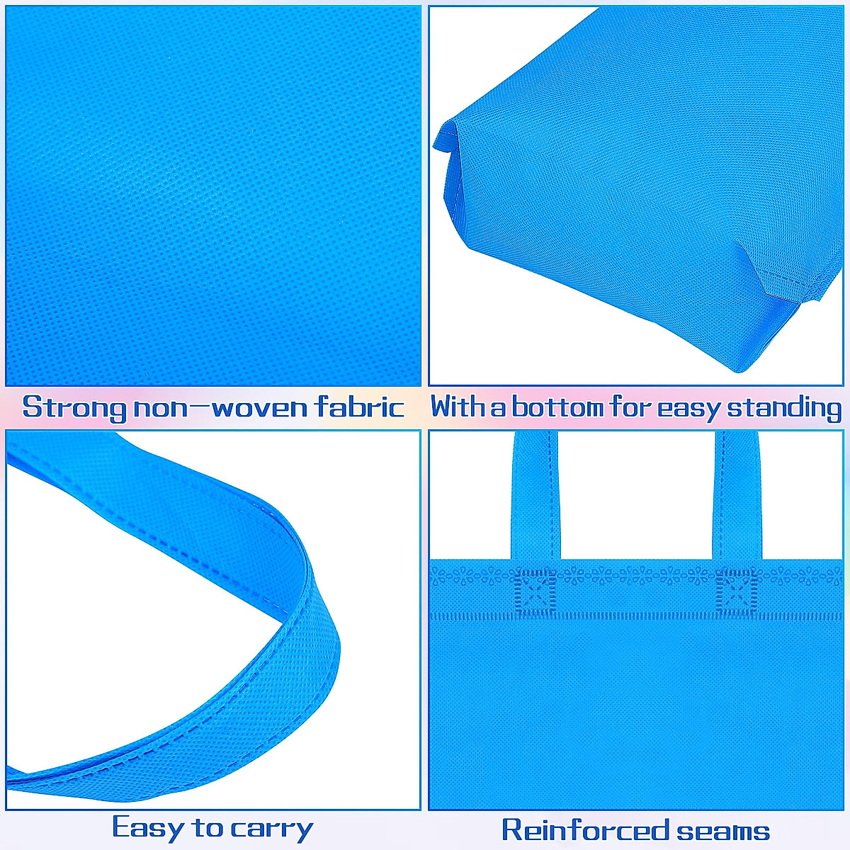 Aneco 24 Pack Reusable Party Non-Woven Favor Bags 9.5×9.5 Inch Pinata Goodie Gift Bag Colorful Tote Candy bags for Birthday Weeding Party