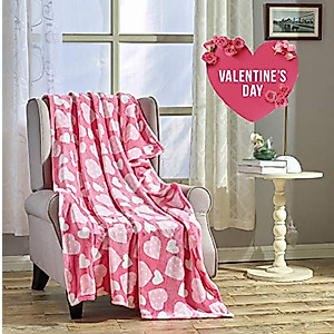 Amor Eterno Be Mine Love Collection Valentine's Day Heart Ultra Plush Throw Blanket (50" x 60") - Polka Dot Whimsical Hearts Fleece Blanket