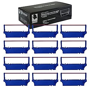 (12) Gorilla Supply Compatible Ink Ribbon for POS Receipt Printers Star RC700BR SP 700 SP700 SP712 SP717 SP742 SP747, Sealed Individual Pack, Black/Red, 12-Packs (Black/Red)