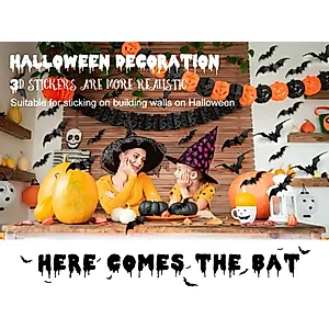111 PCS Halloween Bats Decorations Indoor Outdoor Wall Stickers | 8 Different Sizes 3D Wall Decals Halloween Spooky Home Goth Emo Room Party Decor