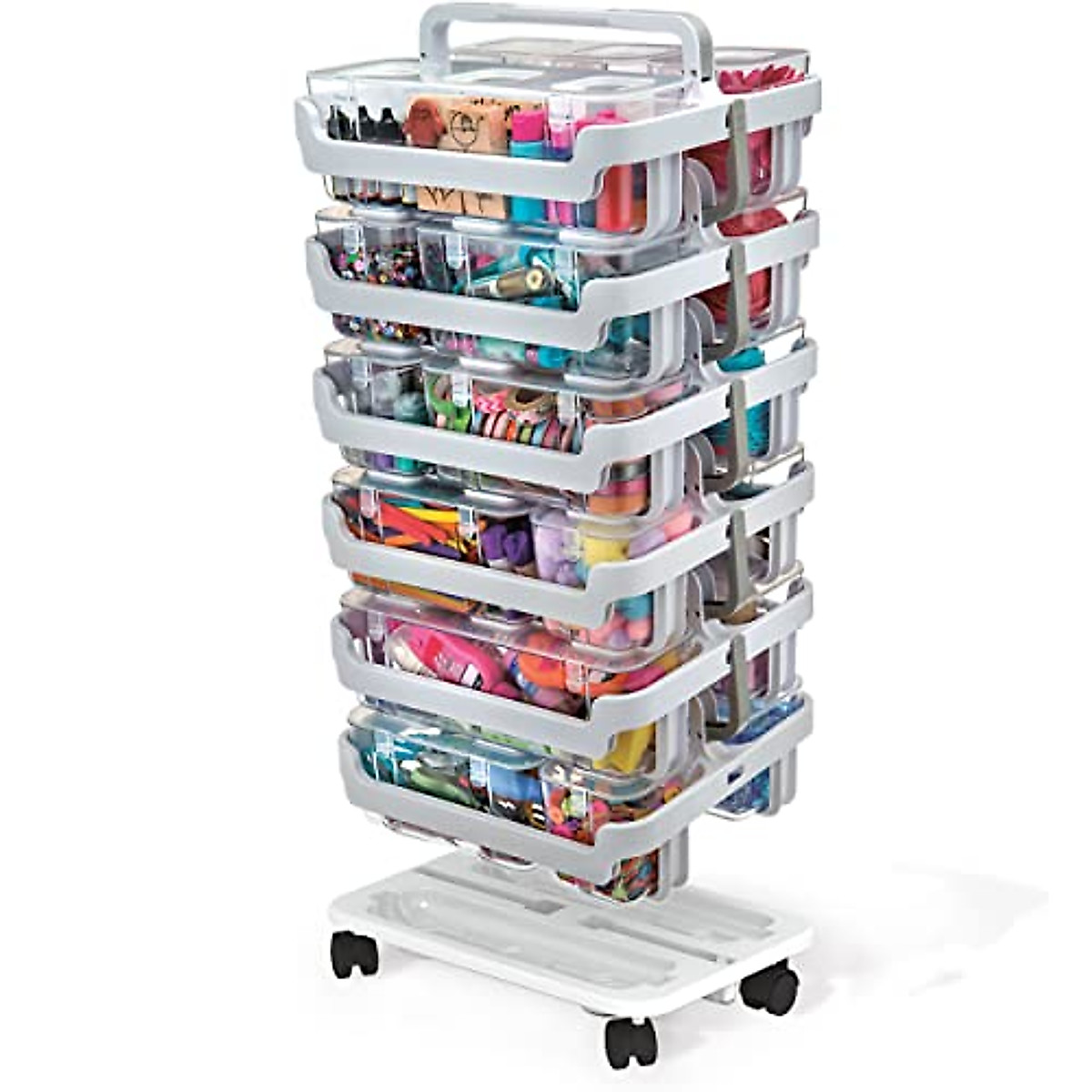 Deflecto Stack 'N Go Caddy Wheel Base, Craft Organizer, Compatible with Deflecto Desk Supplies Organizer Caddy, White, 16"W x 3 1/4"H x 11"D (29443CR)