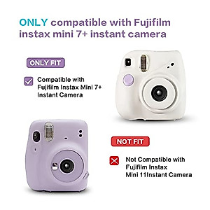 MOSISO Protective Case Compatible with Fujifilm Instax Mini 7+ Instant Camera, Hard Shell Camera Case Cover with Adjustable Rainbow Shoulder Strap, Crystal Clear