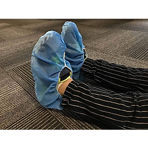 ELEpure Shoe Covers Disposable Non Slip for Kids 50Pack (25Pairs) Non-Woven Fabric Stretchable Durable - Fit US Children's 8-13.5/1-4 Blue(Small)