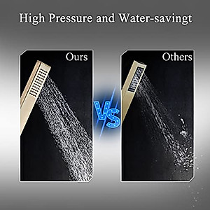 Senlesen Freestanding Bathtub Faucets Floor Mounted Tub Filler Faucet with Handshower Brushed Gold