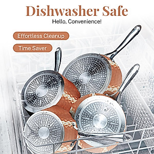 GOTHAM STEEL Hammered 15 Pc Copper Pots and Pans Set Non Stick, Kitchen Cookware Sets, Pot and Pan Set, Ceramic Cookware Set, Non Toxic Cookware Set, Non Stick Pots and Pan Set, Dishwasher Safe