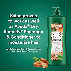 Suave Professionals Moisturizing Shampoo for Dry Hair Almond and Shea Butter Paraben-free and Dye-free 28 oz, Pack of 4