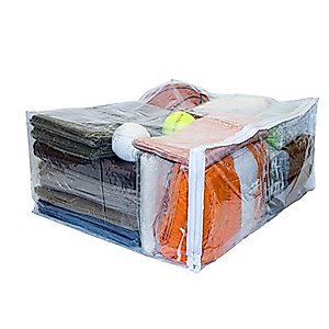 Clear Vinyl Zippered Storage Bags 24 x 20 x 11 Inch Set of 5