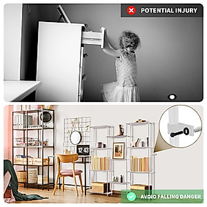 MOOACE 4 Tier Bookshelf, Industrial Style Bookcases with 11 Open Display Shelves, Open Large Storage Bookshelves Shelving with Anti-Falling Device for Bedroom,Living Room, Office Display Cabinet White