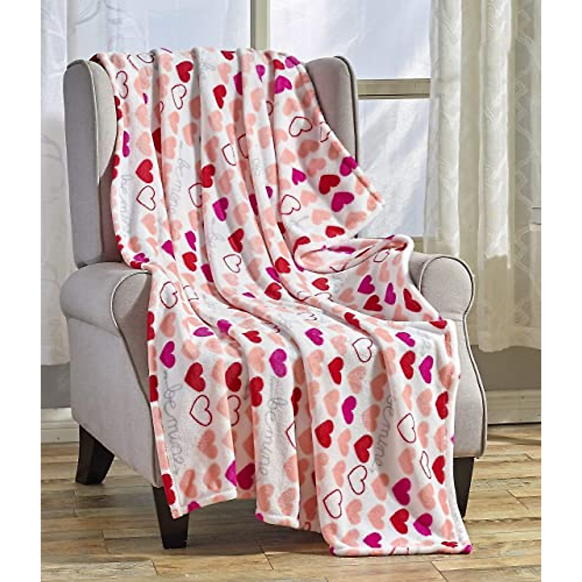 Décor&More Amor Eterno Be Mine Love Collection Valentine's Day Heart Ultra Plush Throw Blanket (50" x 60") - Be Mine