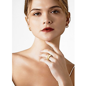 Beutirer Wedding Rings for Women, 18K Gold Plated Promise Wedding Band for Women, 3-Row Round and Baguette Emerald Cut Cubic Zirconia Engagement Rings, Anniversary Rings, Gold Rings for Women Size 5-9