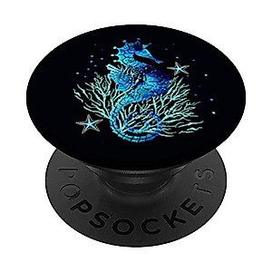 Turquoise seahorse ocean design PopSockets Grip and Stand for Phones and Tablets