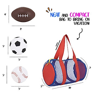 Neliblu Large Balls for Little Kids - Fun Set of 3 Sports Balls in Convenient Storage and Carry Bag - Includes 5" Baseball, 5" Soccer Ball, 8" Football - Perfect for Outdoor and Indoor Safe Play