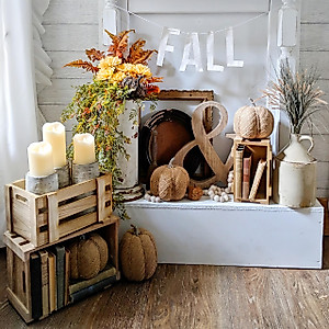 Natural Wood Crates for Storage - Set of 3: Decorative Unfinished Wooden Crates, Country Style Storage for Display, Rustic Farmhouse Shelf Décor