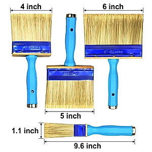 Kingorigin Deck Paint Brush, 3 Pack Thick Paint Brushes (4", 5", 6") for Faster Coverage, Compatible with Most Extension Poles, Stain Brushes for Wood, Deck, Walls, Fence and House