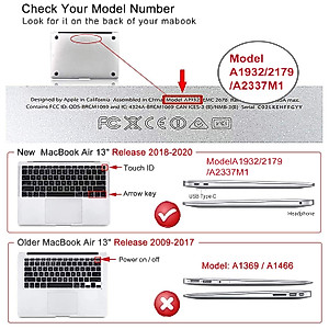 iCasso Compatible with MacBook Air 13 Inch Case 2020 2019 2018 Release A2337M1/ A1932/A2179 with Retina Display Touch ID, Durable Hard Shell Case and Keyboard Cover for MacBook Air 13 - Morandi