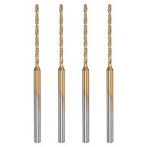 uxcell 4Pcs Mini Twist Drill Bit, 1.2mm Micro Engraving Drill Bits, High-Speed Steel 2.35mm Shank Titanium Coated for DIY Resin, Amber and Wood