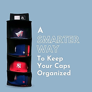 Homie Gear Wall Hanging Organizer, 4 Storage Case Racks - Closets Organization Storage System for Caps, Wallet, Shoes, Towel, Goggles, Scarves, Belt & More for Closets Items - (Black)