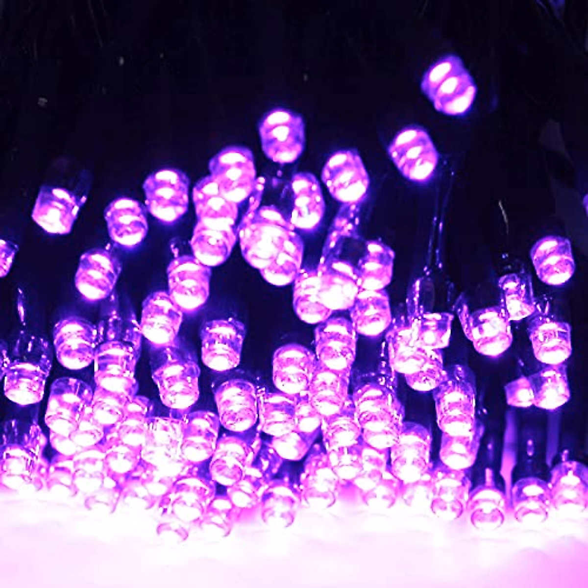 Super-Long 2-Pack Each 85FT Solar Halloween Lights Outdoor Waterproof, Upgraded Super Bright 8 Lighting Modes 480 LED Solar Outdoor String Lights for Halloween Decorations Party Garden Yard (Purple)