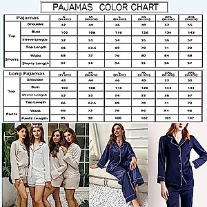 WJing Yi Jia 5Pcs Womens Silk Satin Pajamas Sets Long Pj Sets Button Down Pjs Set Sleepwear White