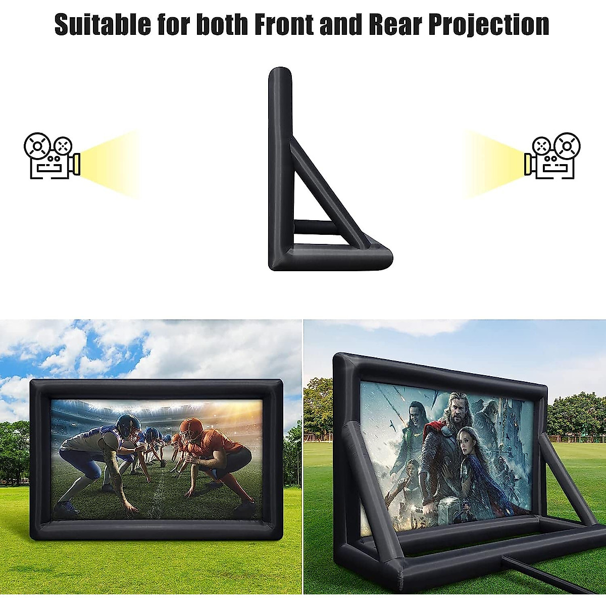 Inflatable Projector Screen, 20FT Portable Blow Up Outside Projector Screen, Front & Rear Projection, with Rope, Air Blower, Ground Nails and Carry Bag, for Theater/Football/Backyard Party