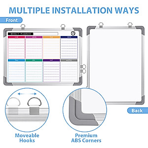 Small Weekly Dry Erase Board for Wall, ARCOBIS 12" x 16" Magnetic Calendar Whiteboard, Hanging Double-Sided White Board for Planning, Memo, to Do List, Drawing, School, Home, Office