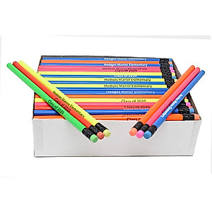 Pencil Guy Promotional Personalized Imprinted Neon Round Pencils- 500 per box