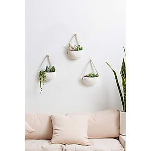 Mkono Wall Planter for Indoor Plants Ceramic Hanging Planter Holder Flower Pots for Succulent Air Plant Cactus Faux Plants Bathroom Living Room Office Porch Decor Set of 3 (Plant Not Included)