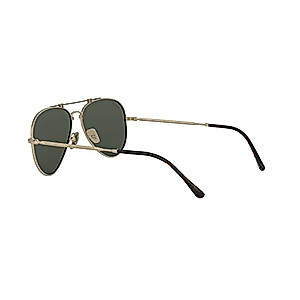 Ray-Ban RB8125M Titanium Aviator Sunglasses, Gold Demigloss/Polarized G-15 Green, 58 mm