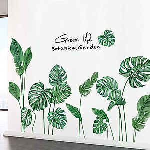 Creative Girls Nursery Room Wall Decoration Art Decor Decals 3D DIY Green Plants Fresh Leaves Peel Stick Wall Stickers Murals Paper for Kids Baby Bedroom Living Room Office Bathroom Wall Corner