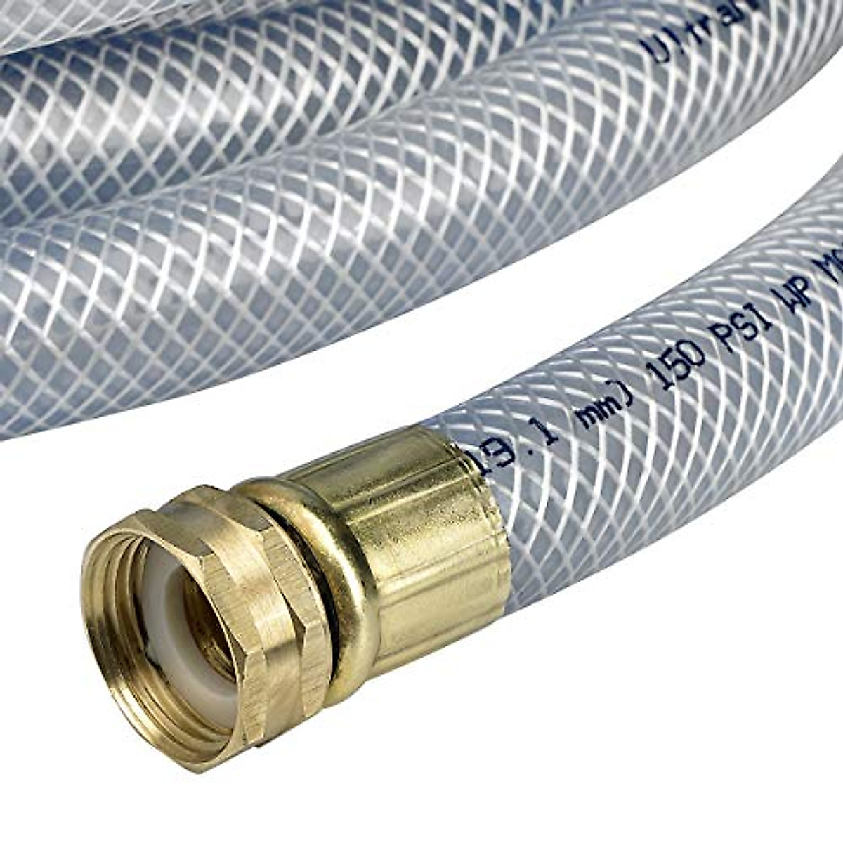 Underhill UltraMax Commercial Garden Water Hose 50 ft, Heavy-Duty, Flexible, Kink Free, Industrial, Non-Conductive, 600 psi, H75-050C, 3/4" x 50', Clear
