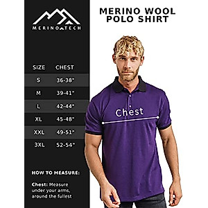 Merino Wool Polo Shirt Men - Anti-Odor 100% Merino Wool Shirts for Men Short Sleeve Breathable (Medium, Heathered Grey Polo)