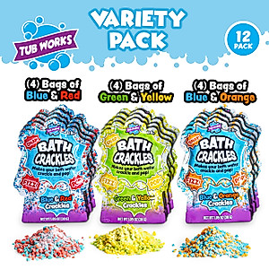 Tub Works® Bath Crackles Bath Toy, Variety 12 Pack | Nontoxic & Fragrance-Free | Makes Bath Water Crackle & Pop for a Unique Kids Bath | Swirl Water for Fizzy Fun | Sensory Kids & Toddler Bath Toys