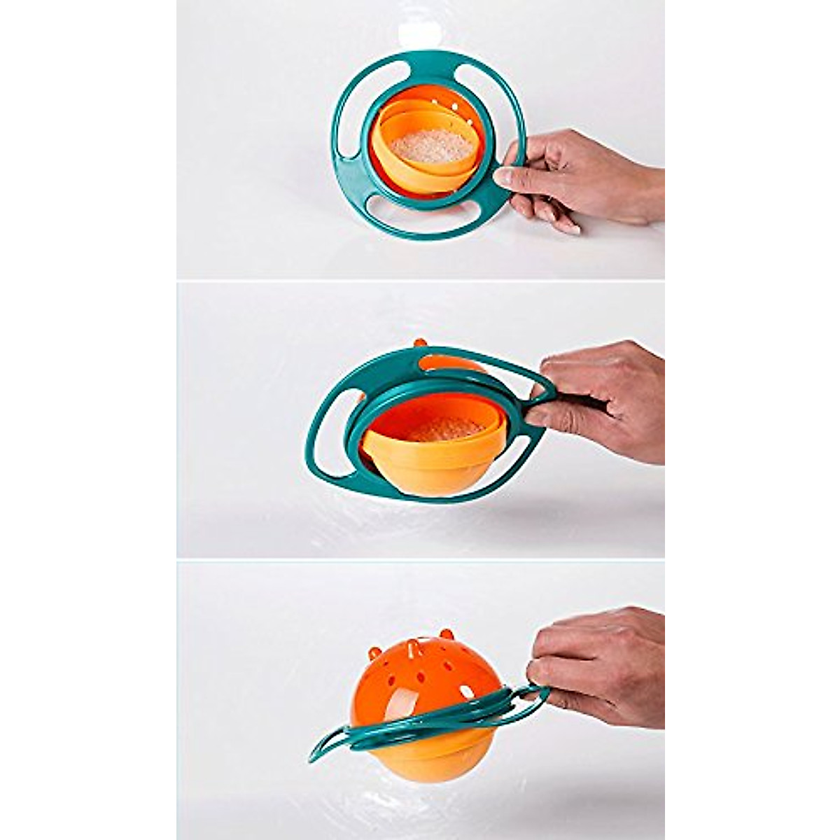 Berry President Magic Bowl 360 Degree Rotation Spill Resistant Gyro Bowl with Lid For Toddler Baby Kids Childre (Pink+Blue+Green)