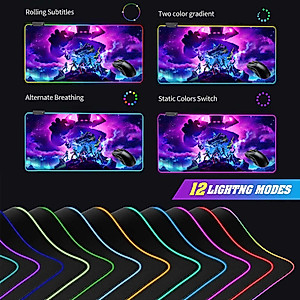 RGB Large Gaming Mouse Pad Galactus Skin,12 Lighting Modes & Non-Slip Rubber Base Mousepad-Long Glowing Laptop Desk Pad,Computer Keyboard and Mice Combo Pads Mouse Mat-31.5X15.7