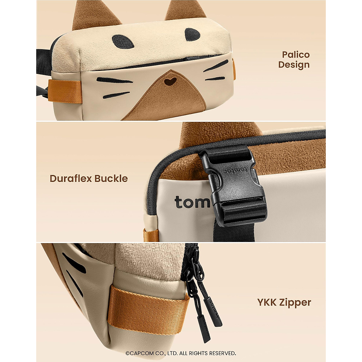 tomtoc Palico EDC Sling Bag for Men and Women, Monster Hunter Travel Daypack Backpack Crossbody Bag