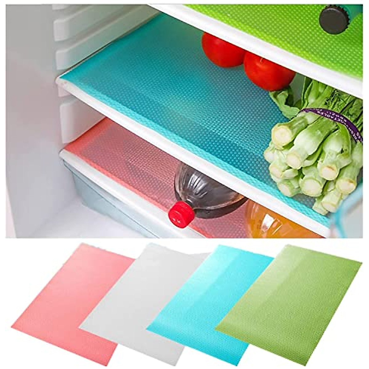 Obeon 1PC Refrigerator Mat,Washable Fridge Mat Liner Waterproof Fridge Pad Mat Shelves Drawer Table Mat Refrigerator Liner for Shelves, Blue, 18×12in (Cuttable)