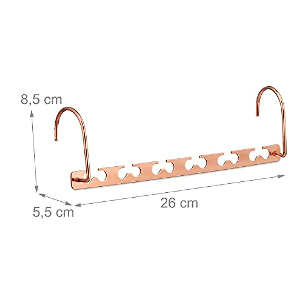 Relaxdays Set of 6 for 12 Horizontal and Vertical Space-Saving Clothes Hangers 26 cm Metal Copper, 6er Set