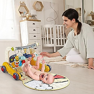 Losbenco Baby Gym Play Mat, 3-in-1 Baby Kick Piano Play Mat, Baby Tummy Time Playmat Musical Activity Center with Light for Infant Newborn Toddlers 0-12 Months