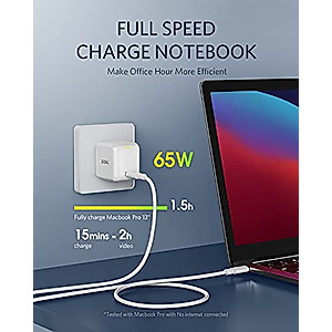 AOHI 65W PD USB C Charger, GaN+ Magcube Fast Wall Charger Power Adapter for iPhone 15/Plus/Pro/Pro Max,iPhone 14/Plus/Pro/12 Serise, Notebook MacBook Pro/Air, Galaxy S22/S21, White