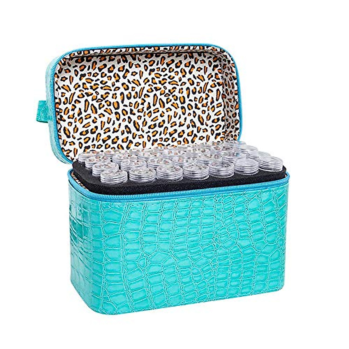 84 Slots Diamond Embroidery Box PU Diamond Painting Accessory Storage Case Container DIY Art Craft Jewelry Beads Sewing Pills Organizer Holder Clear Plastic Beads Cross Stitch Zipper Storage Bag Boxes