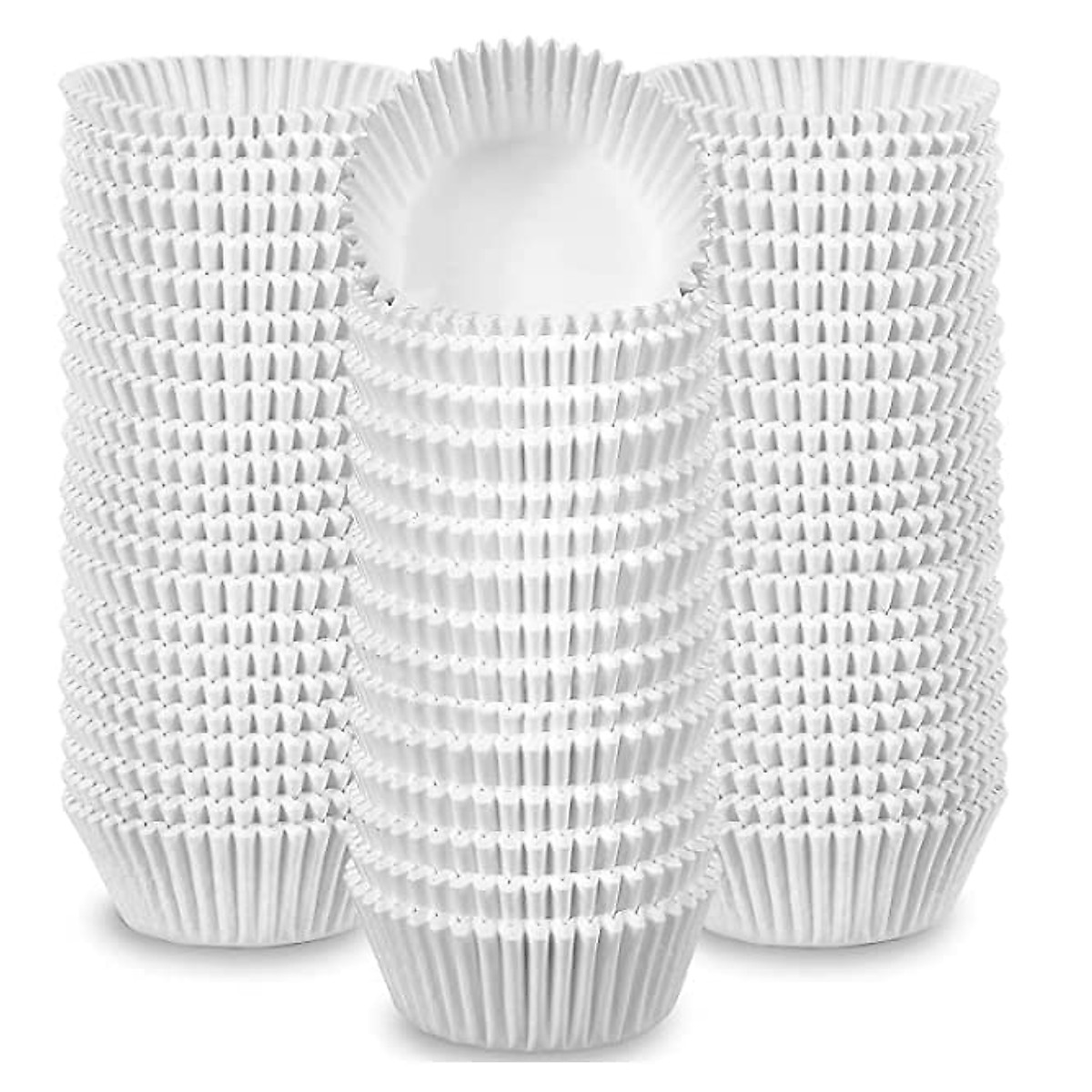 500 Jumbo Cupcake Muffin Liners 2 1/4" X 1 7/8" | Large Tall White Fluted Baking Cups Cupcake Liners